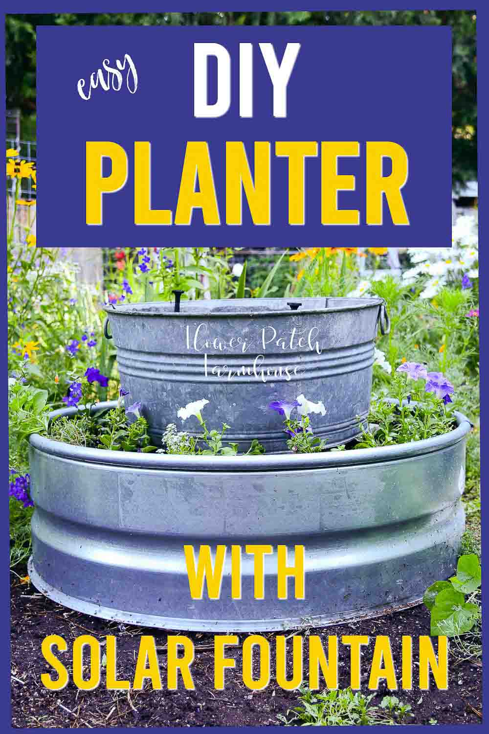 DIY Planter with Solar Fountain - Flower Patch Farmhouse